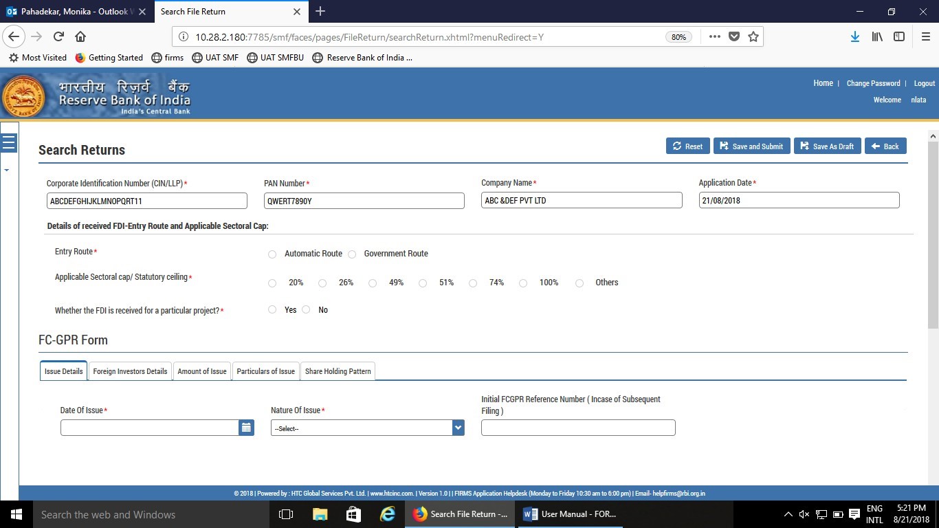 How to file RBI Form FC-GPR